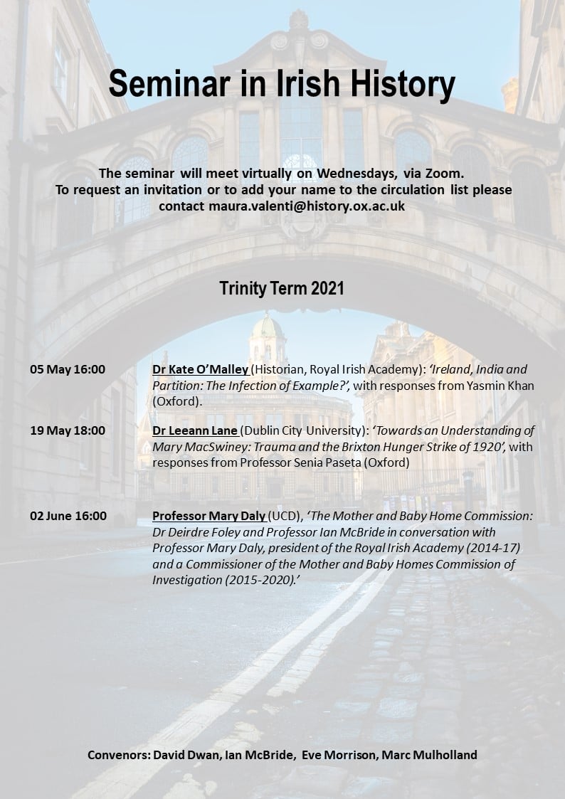 Oxford Seminar in Irish History - Hertford College | University of Oxford Oxford Seminar in Irish History - Hertford College | University of Oxford